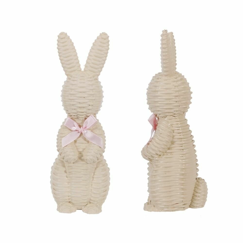 Пасхальное украшение в виде кролика из искусственного ротанга и смолы.