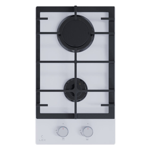 Поверхность газовая LEX GVG 325 WH 2 конфорки стекло/чугун белый