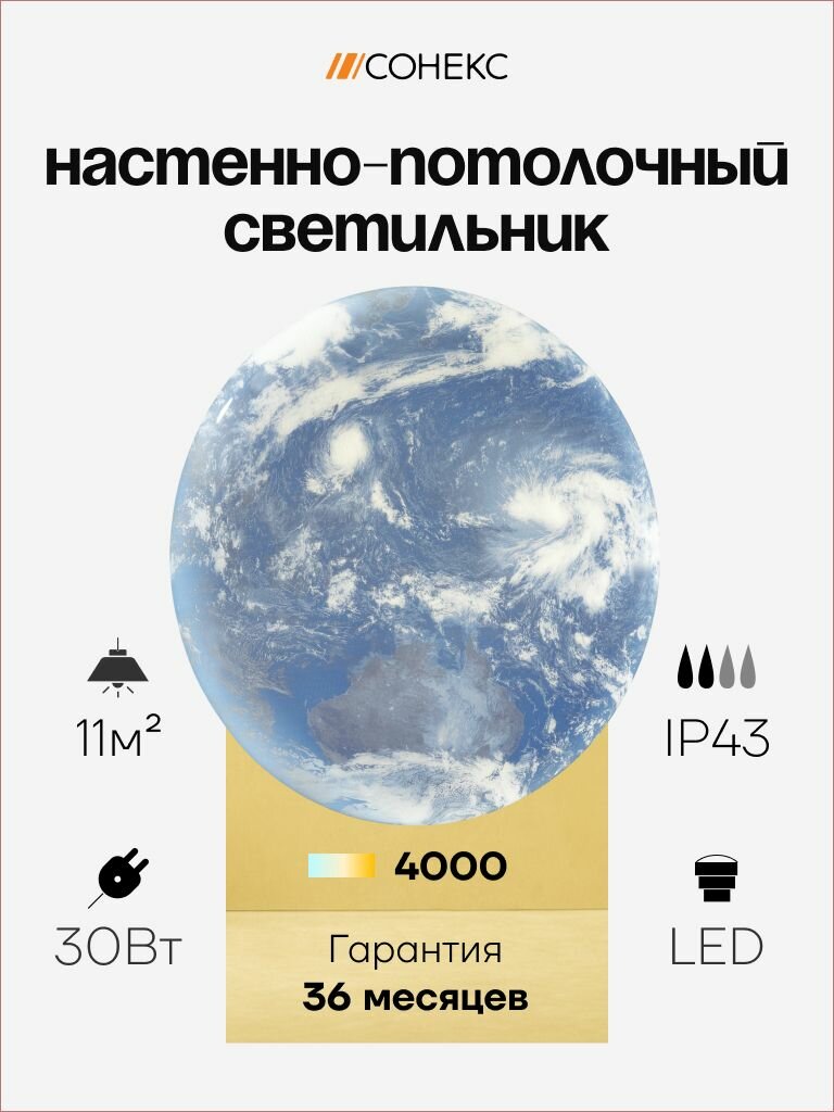 Настенно-потолочный светильник SONEX SPACE 3085/CL LED 30W белый