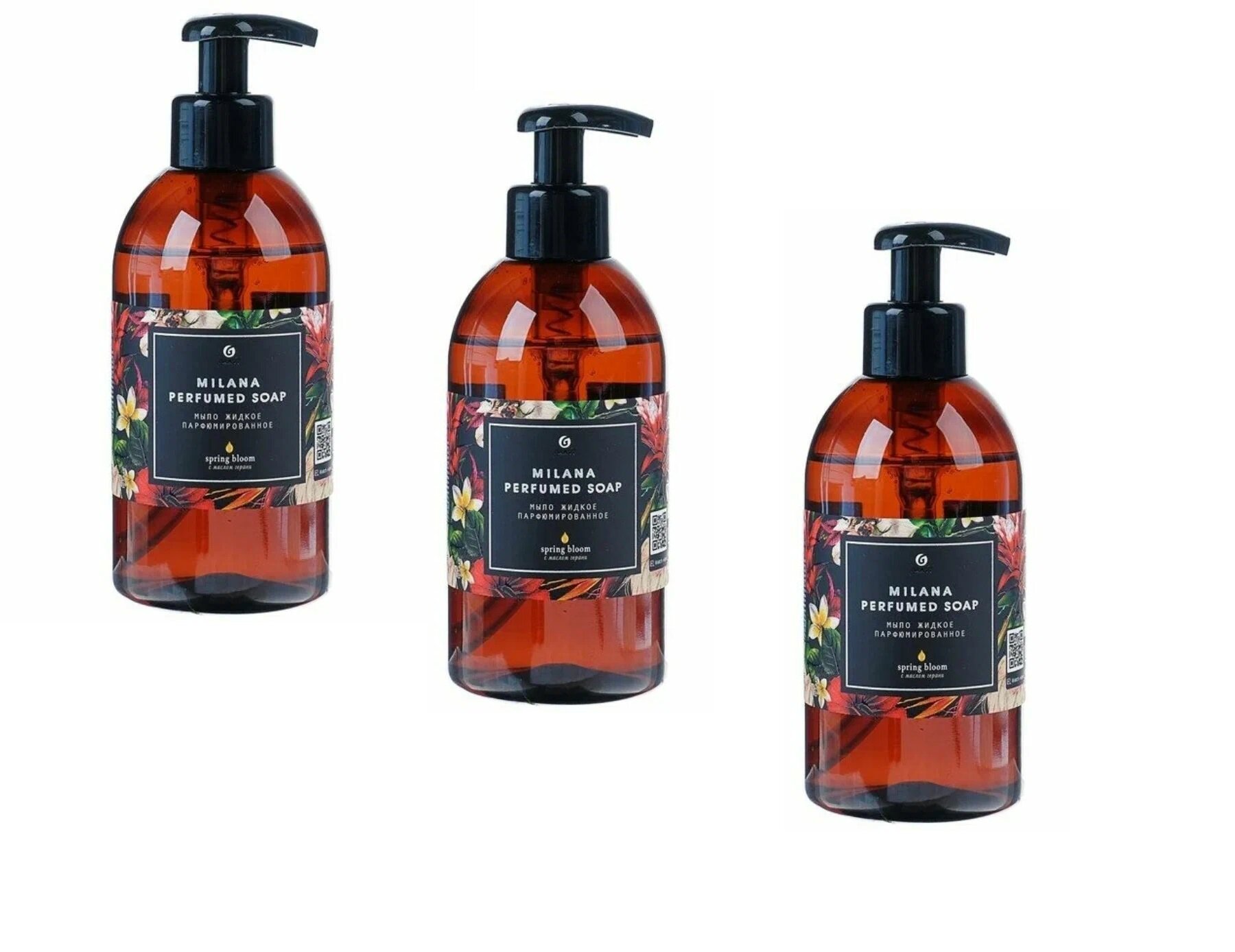 Мыло жидкое GraSS парфюмированное "Milana Spring Bloom" ,300 мл 3шт
