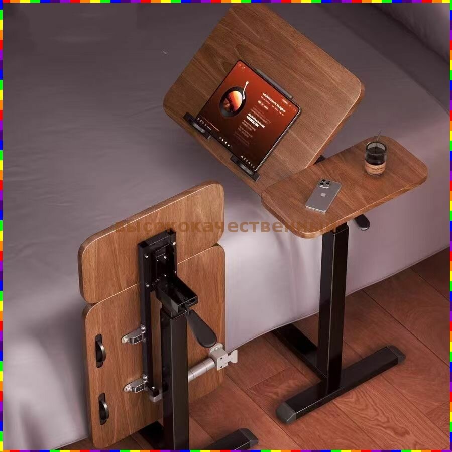 Удобный компьютерный стол с регулируемой высотой, поворотным рабочим столом и колёсиками для перемещения