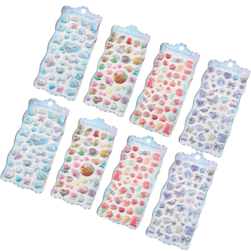 8шт Мультяшные Наклейки с Тиснением Кристаллами для Детей С Эффектом Блеска Кристаллов Безопасный ПВХ Легко Отслаивается От Украшения Детской Комнаты