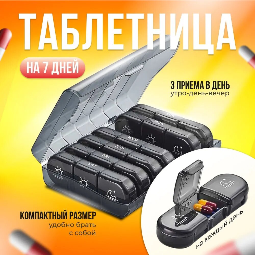 Аптечка дорожная на 7 дней Все необходимое Компактный органайзер для лекарств с фиксацией