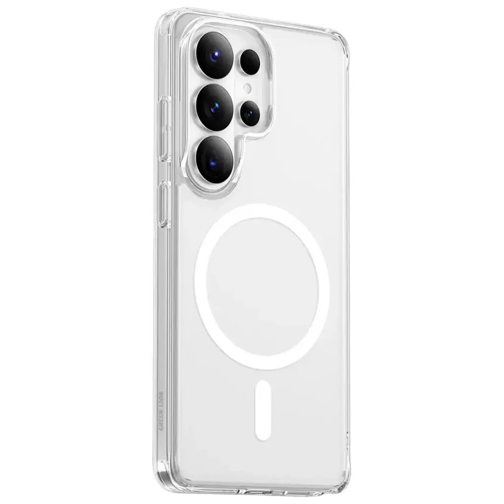 Чехол MаgSаfе для Samsung S26 Ultra с поддержкой беспроводной зарядки, прозрачный, белый