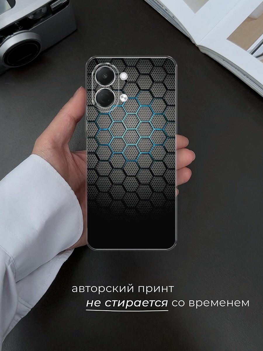 Чехол на Tecno Spark Go 3 / Текно Спарк Го 3 с принтом Бирюзовые соты — фото 1