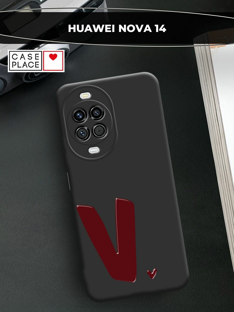 Чехол на Huawei Nova 14 / Хуавей Нова 14 с принтом Буква V бордо
