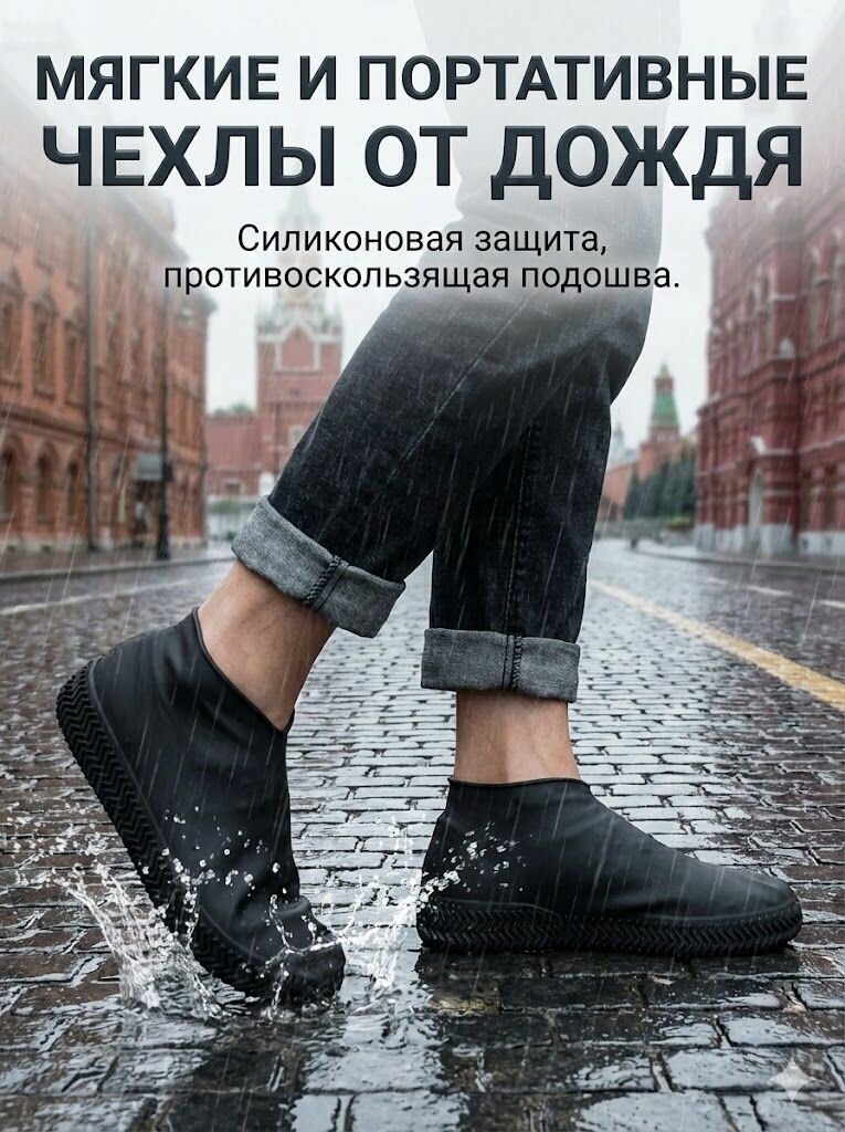 Силиконовые водонепроницаемые чехлы для обуви — бахилы от дождя и грязи с противоскользящей подошвой, OlLena в пути