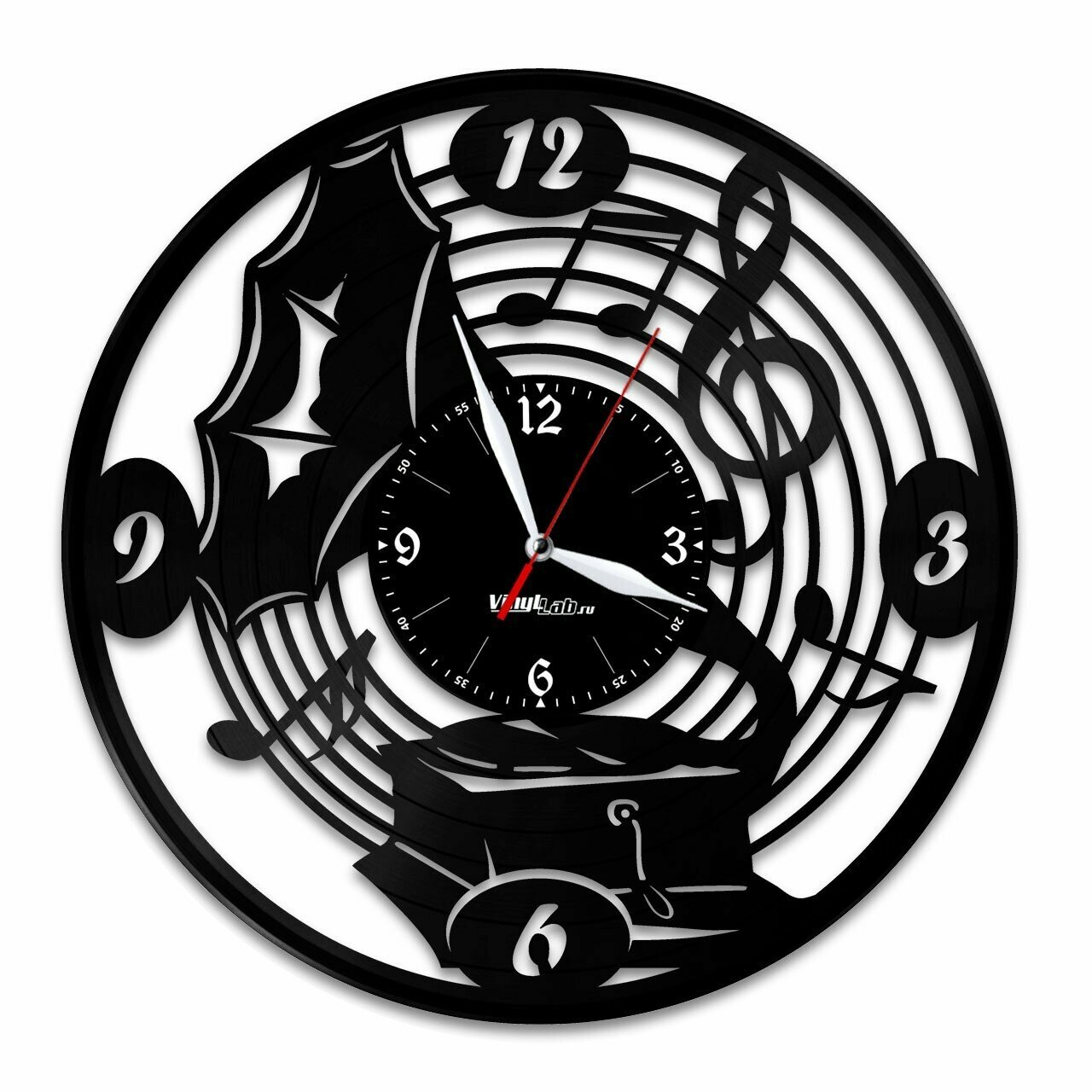 Часы из виниловой пластинки (c) VinylLab Патефон, диаметр 30 см