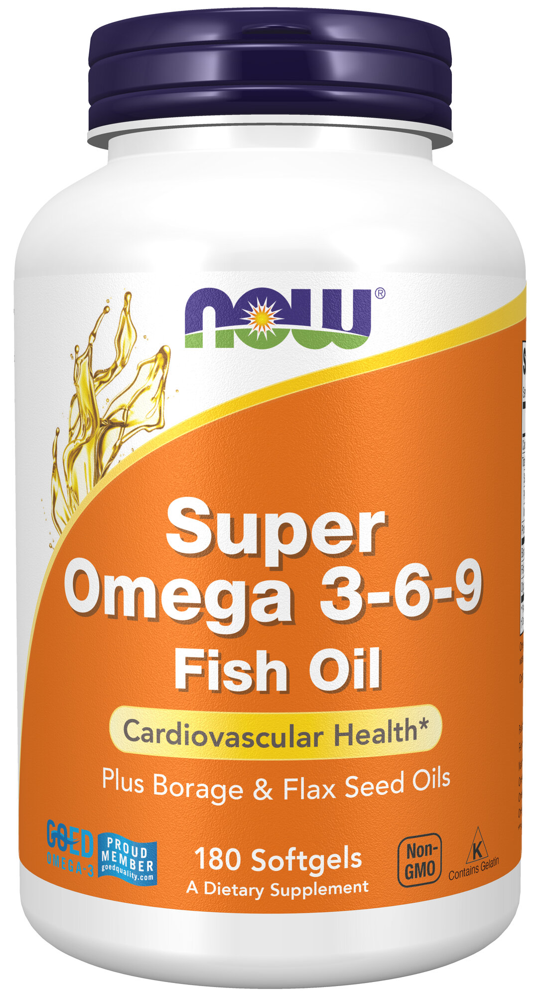 Омега 3-6-9, NOW Super Omega 3-6-9 Fish Oil, 180 мягких капсул, Рыбий жир, Витамины для сердца и сосудов, для мозга