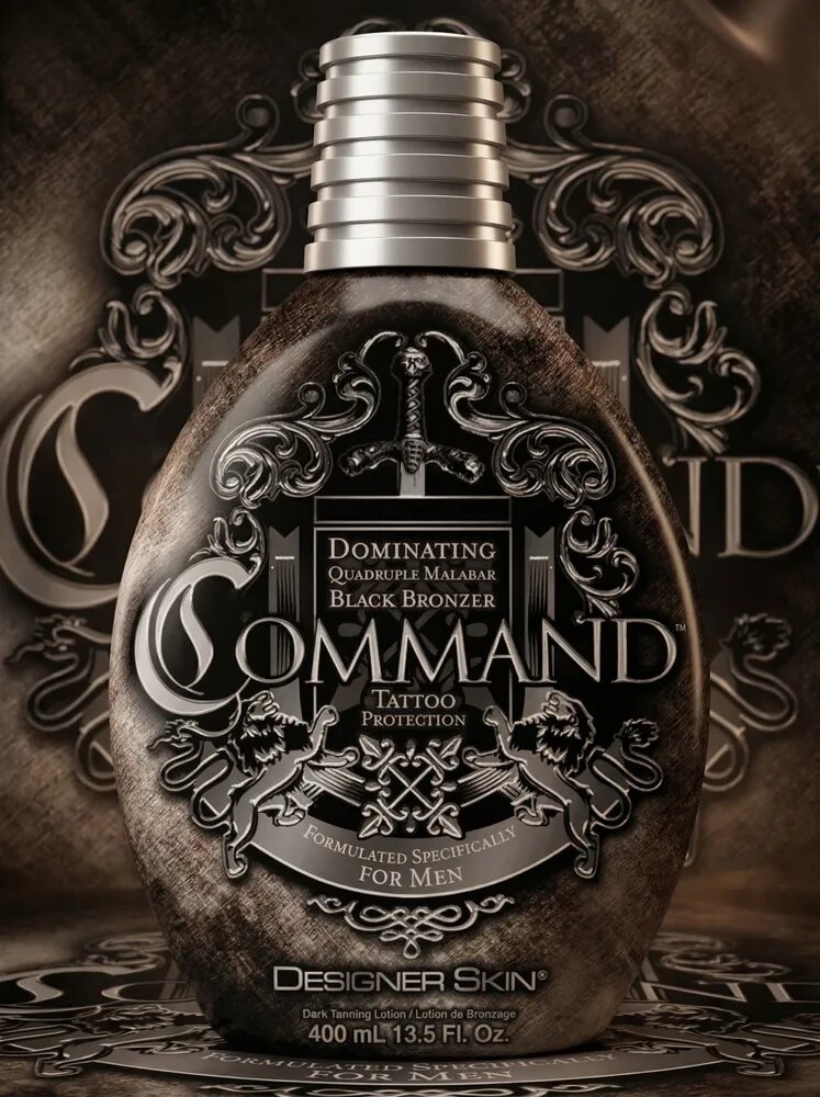 Мужской крем для загара в солярии Command Designer Skin с комплексом защиты тату, 15 мл