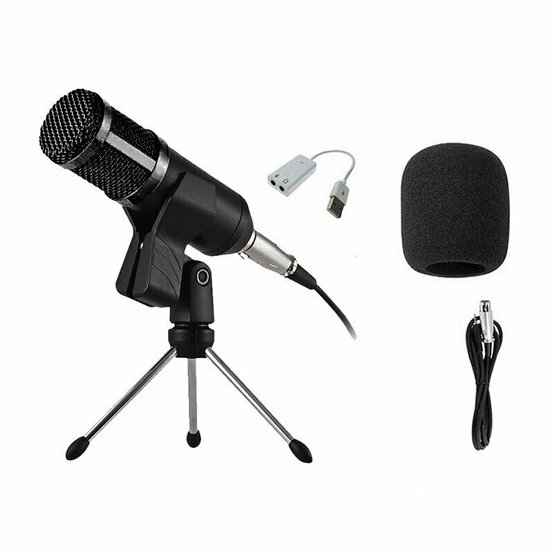 Конденсаторный микрофон BM-800 с настольной треногой и держателем прищепкой, черный