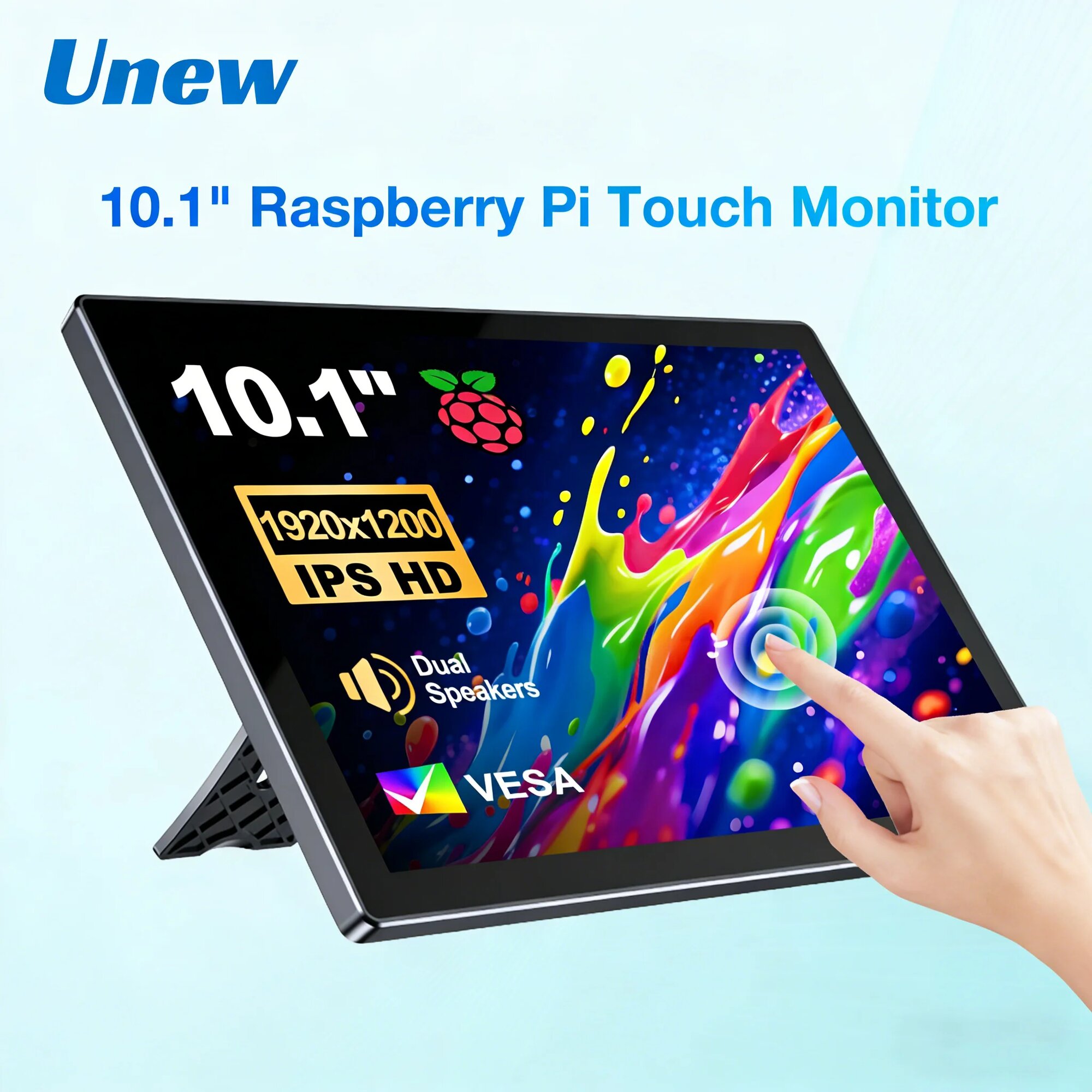Unew 10.1" Сенсорный монитор Raspberry Pi IPS HD, Dual Speakers, VESA, US Plug