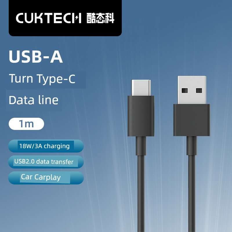 Кабель для передачи данных CUKTECH USB-Type-C, автомобильный кабель для зарядки телефона Carplay, 1m ZMI, подходит для