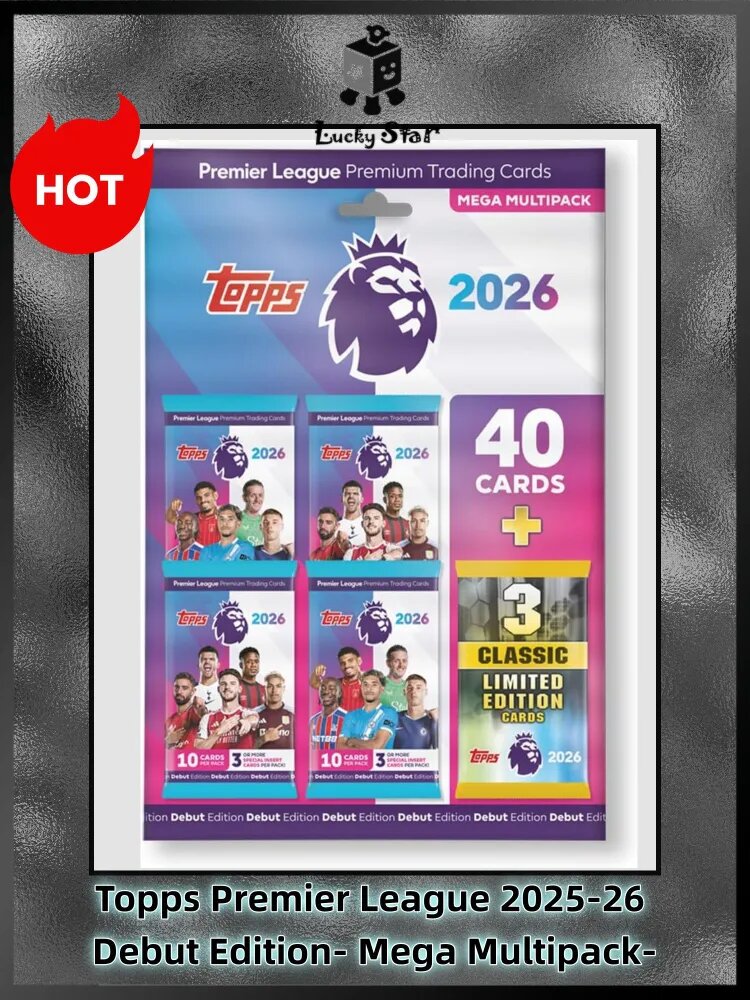 Карточка, Topps Premier League 2025-26 - Debut Edition - Mega Multipack - Contains 40 Cards Plus 3 Random Classic LE Cards.