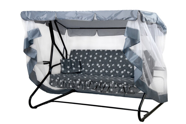 Качели садовые 3-х местные Люкс 2 с москитной сеткой арт. с1398