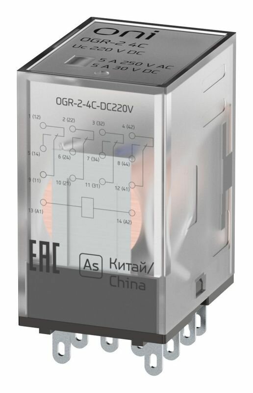 Реле общего назначения OGR-2 4C 220В DC ONI OGR-2-4C-DC220V