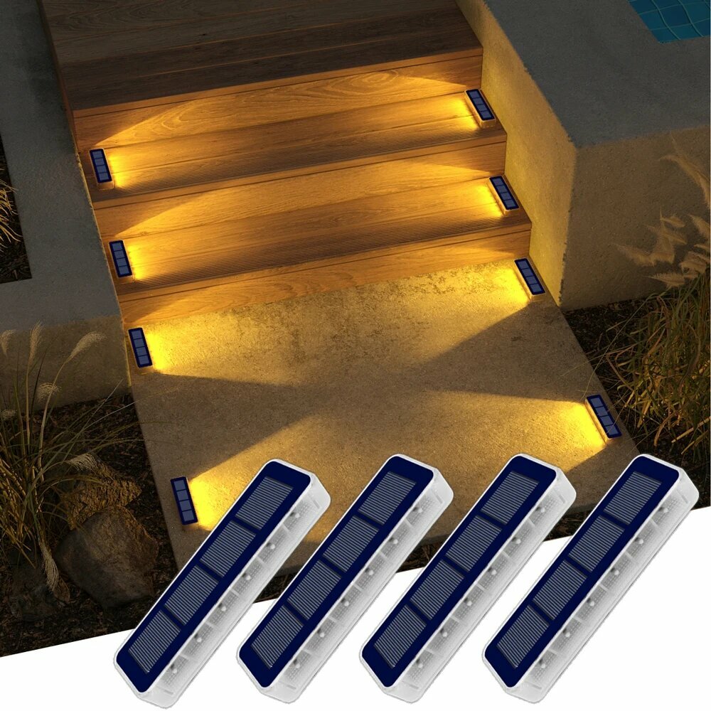 Солнечный светильник для ступеней EL-SPW-06 IP68 Темно-синий, 4 Pack Warm light