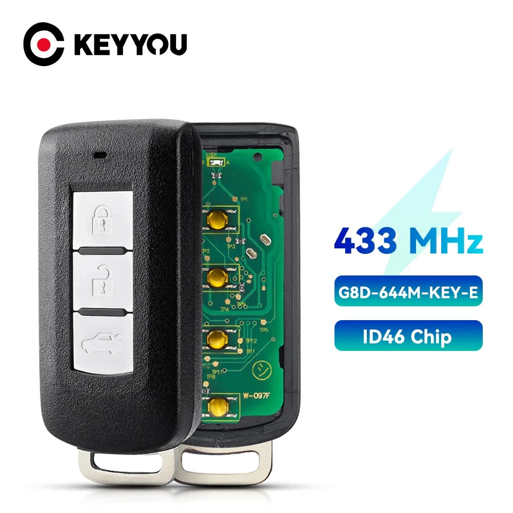 Умный Автомобильный Ключ-пульт KEYYOU 2/3BTN, 433 МГц, Чип ID46 Для Mitsubishi Lancer Outlander ASX Eclipse Cross-Btn