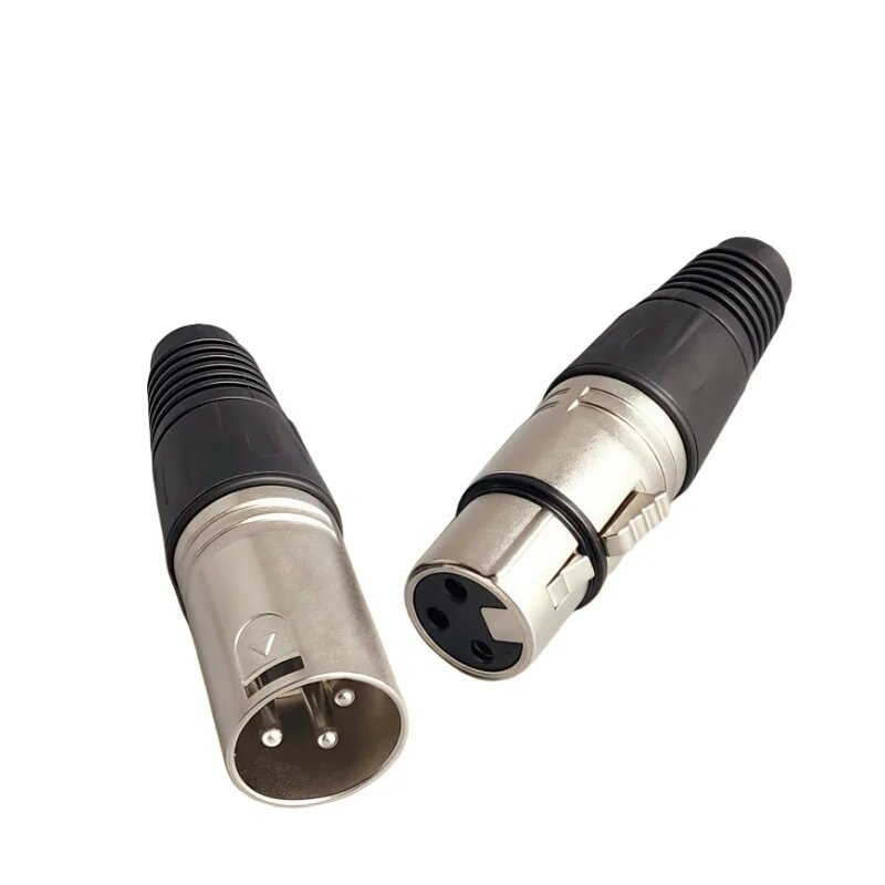 XLR 3-Pin Разъем для Микрофона, Черный, Серебристый, a pair of