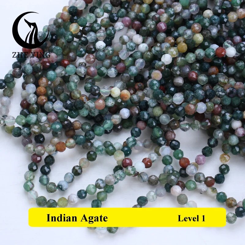 Бусины ZHEYING из натурального камня 2, 3, 4 мм: Изумрудный, 4mm(about 90pcs), 99India Agate