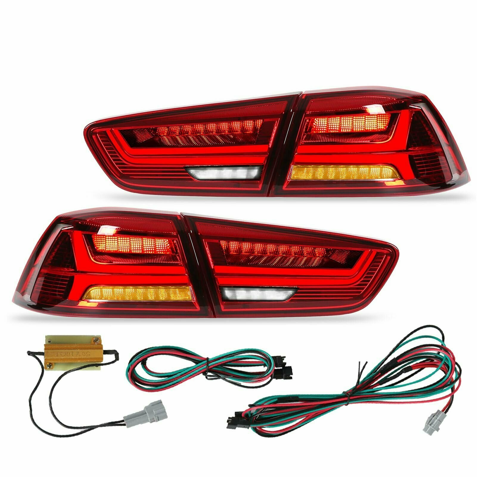 LED фары для Mitsubishi Lancer Evo X 2008-2017 (красные)