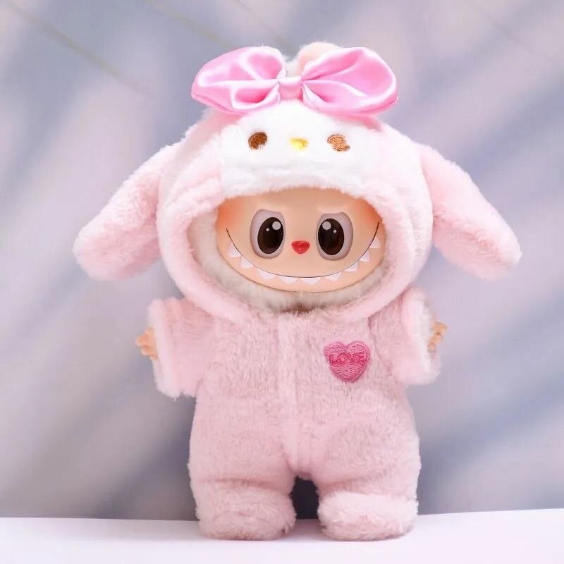 Одежда для куклы Labubu в стиле My Melody, костюм с ушками и бантом, розовый