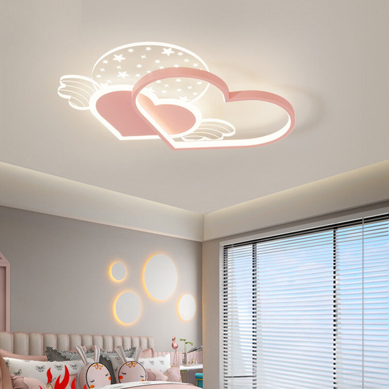 Лампа для спальни теплая защита глаз led простая потолочная лампа для мальчиков и девочек комната принцессы спальня креативная лампа с двойным сердцем