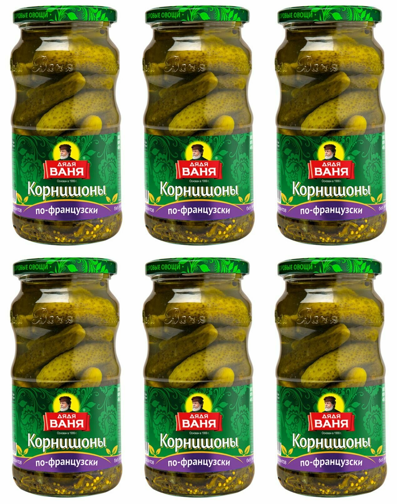 Дядя Ваня Огурцы маринованные по-французски корнишоны, 460 г, 6 шт