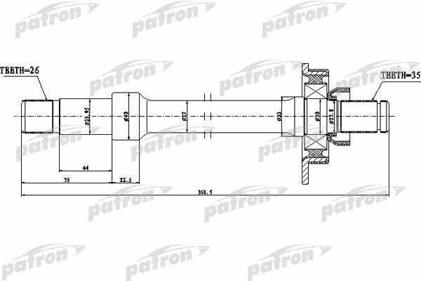 PDS0537 Вал VW 95- с подвесным подш.