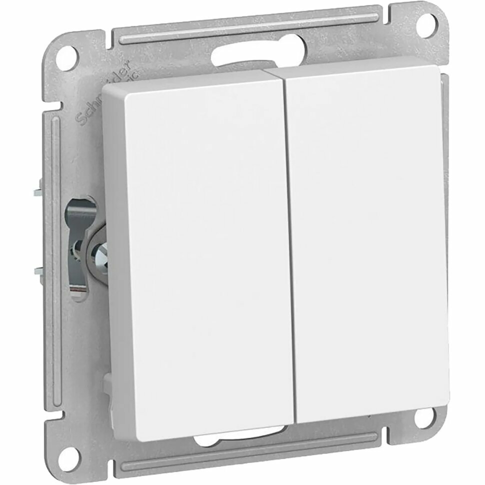 Выключатель двуклавишный Systeme ElectricAtlasDesign10А IP20 бел(ATN000151), 2082421