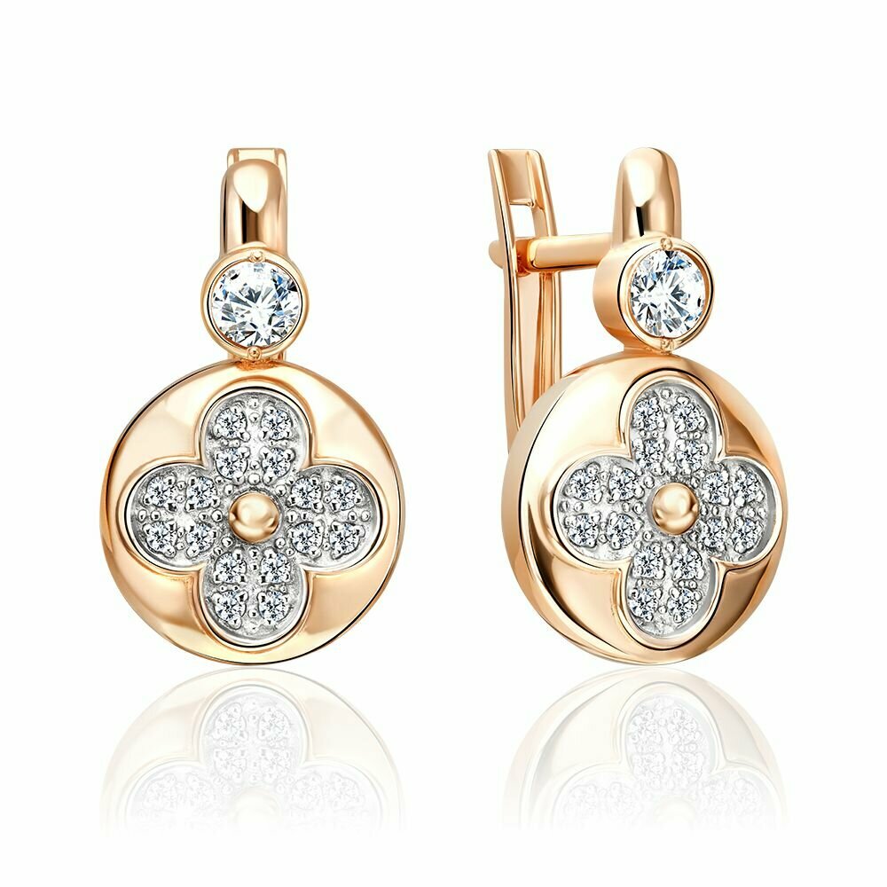 Серьги, красное золото, 585 проба, фианит