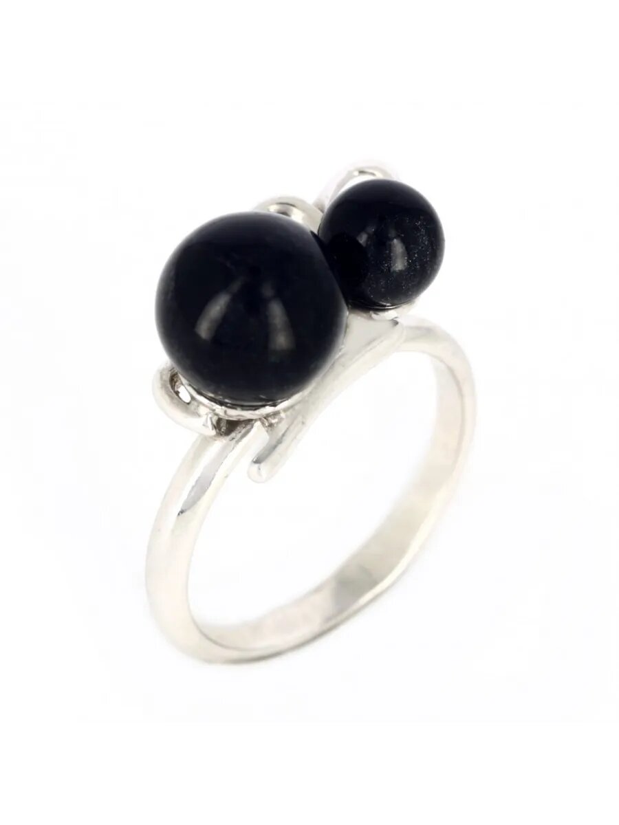 Кольцо, серебро, 925 проба, обсидиан