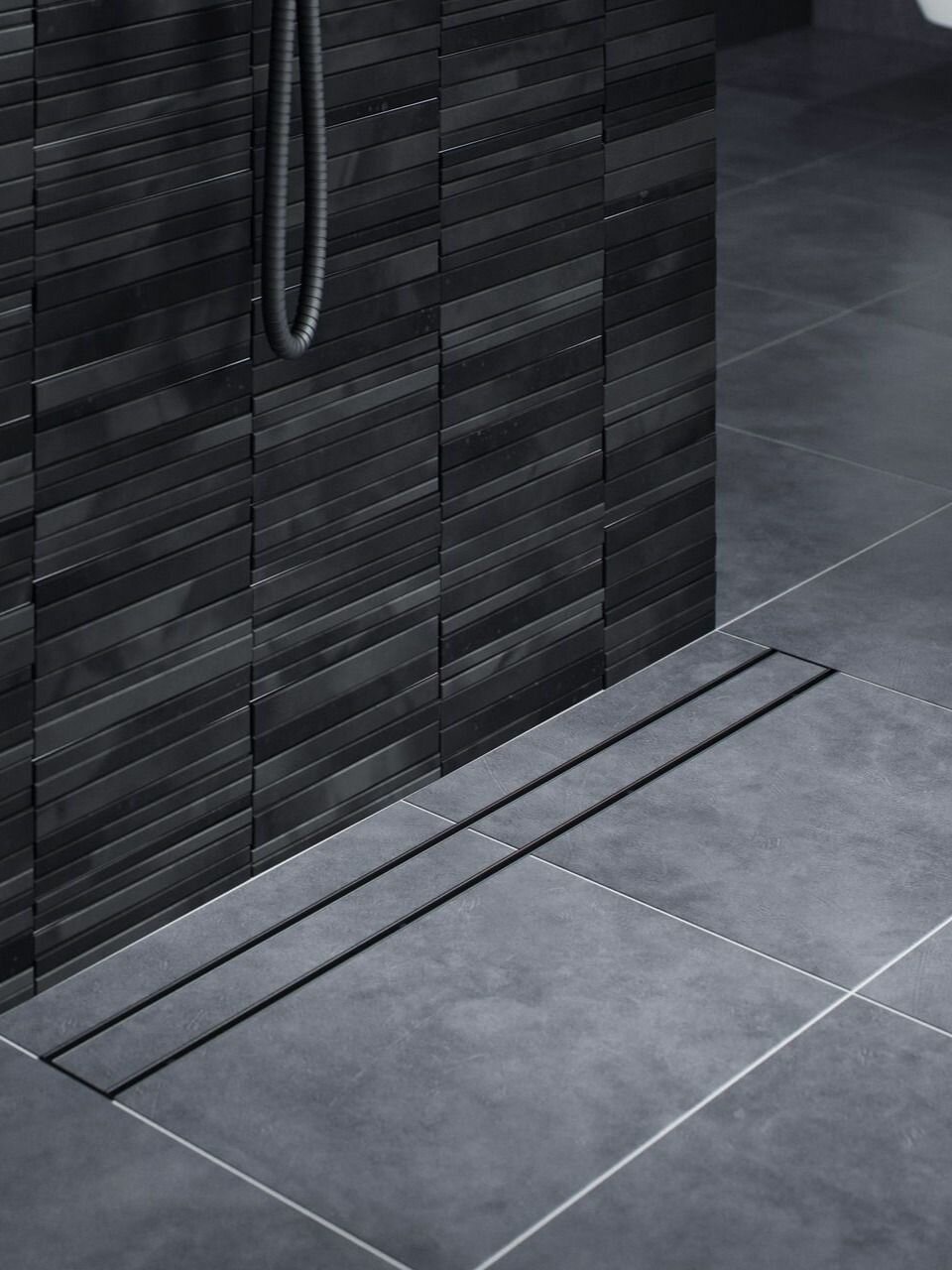 Душевой лоток TIMO Drain System 600 мм черный матовый, под плитку, с сухим затвором, нержавеющая сталь DS230206/03