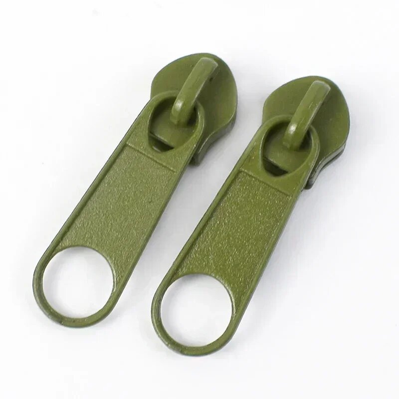 Набор бегунков для молний Meetee 3#5#, цветные, ForNylon-No3, Зеленый, ArmyGreen, 100Pcs