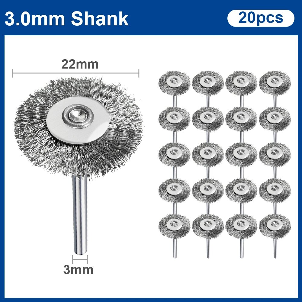 Набор проволочных щеток 22 мм, 3.0 мм Shank, 20pcs