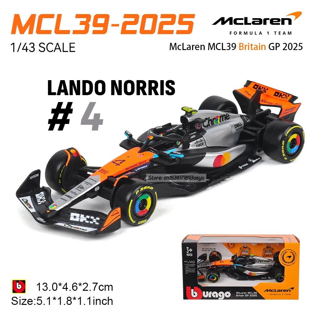 Модель McLaren MCL39 Lando Norris #4, 1:43, Британия 2025