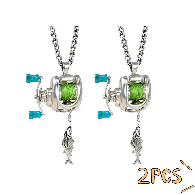 Мини рыболовная катушка кулон из нержавеющей стали 2PCS