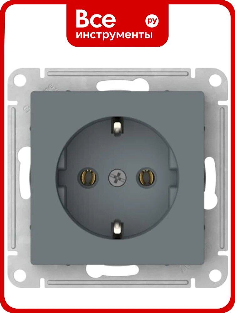 Розетка Systeme Electric ATLASDESIGN с заземлением, 16А, мех, быстрозажим. клем, Грифель ATN000743S