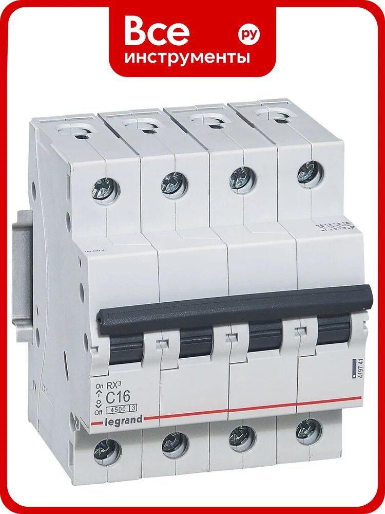 Автоматический выключатель Legrand Rx3 4,5ka 25а 4п C 419743 модульный четырехполюсный тип
