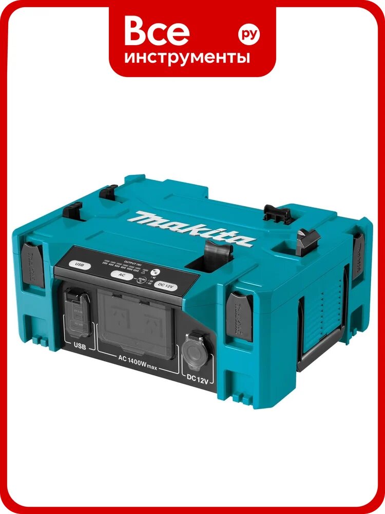 Преобразователь тока DC в АС Makita макс. мощ. 1,4кВт,2 розетки, USB-A, USB-C, 1 прикуриватель RUABAC01