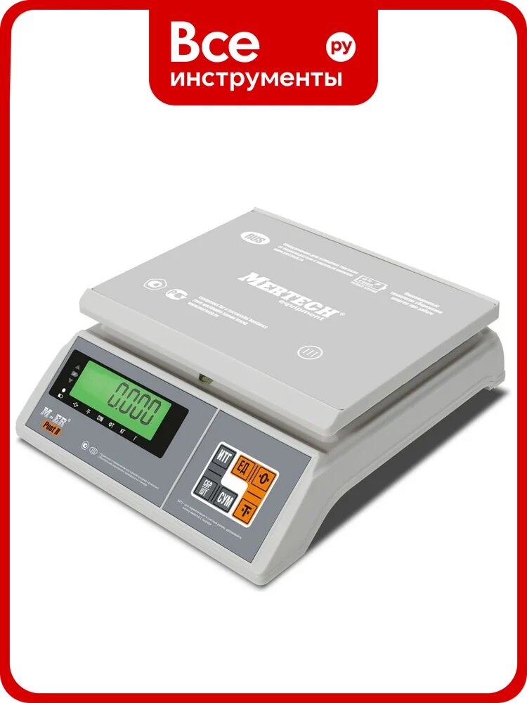Весы M-ER MERCURY 326FU-32.1 LCD без АКБ, настольные электронные весы промышленного назначения, серый, сетевое питание