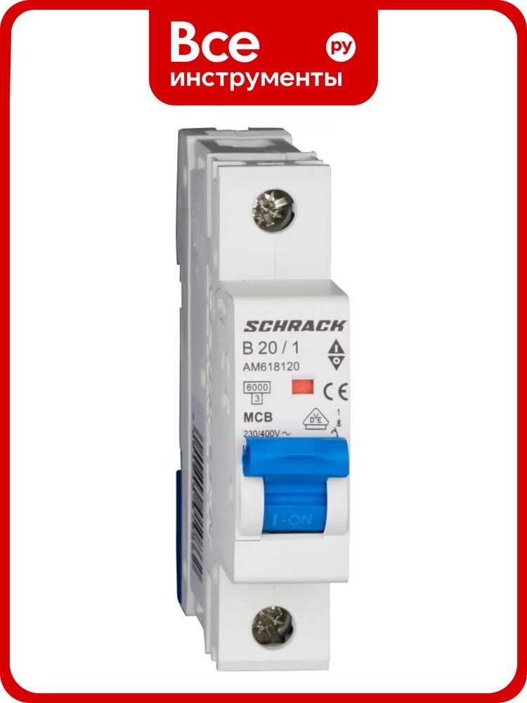 Автоматический выключатель Schrack Technik AM 6кА, 1P, B, 20A AM618120
