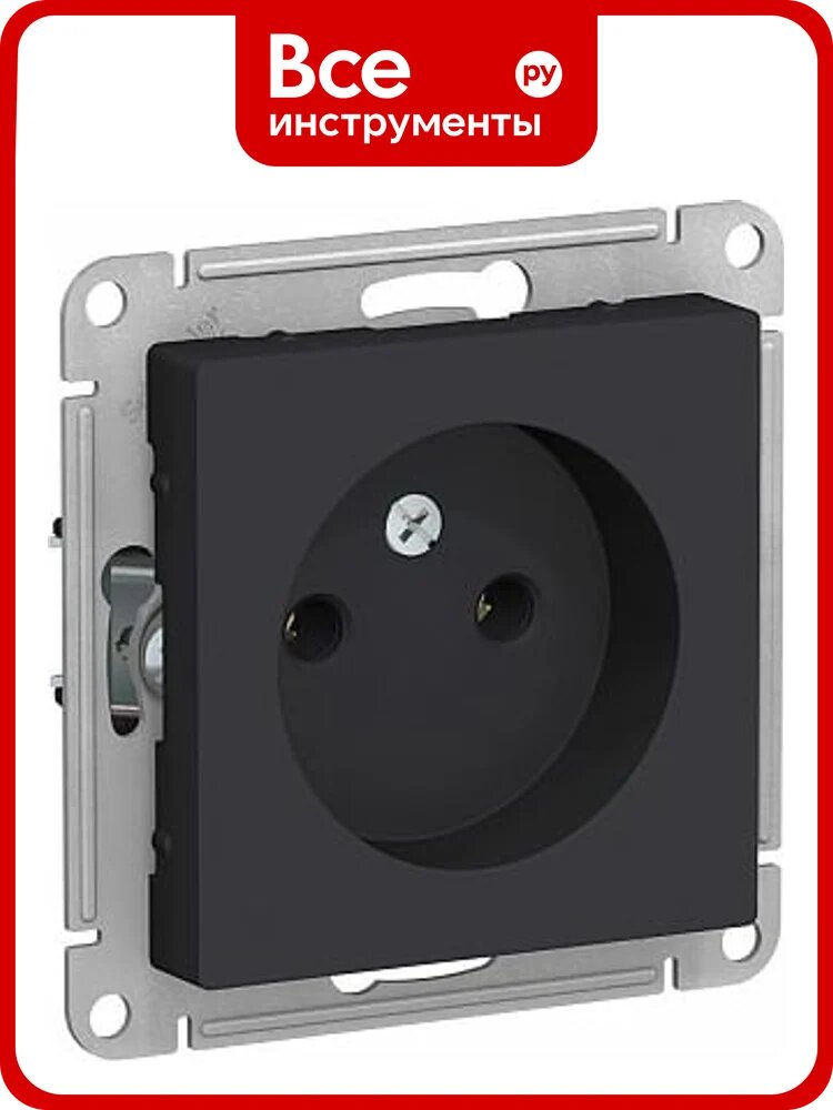 Розетка Systeme Electric AtlasDesign Карбон б/з, 16А, механизм ATN001041, 250 В, пластик