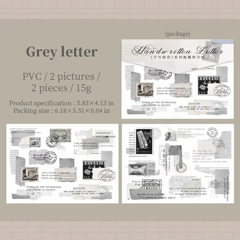 Набор ручных наклеек для этикеток, бумага, 2 штуки Серый, B Gray Letters
