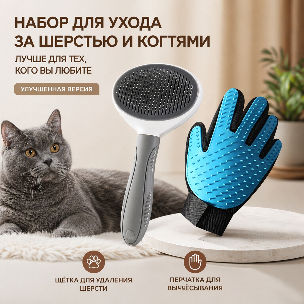 Фурминатор для вычесывания подшерстка кошек и собак, легко чистить, самоочищающаяся, удаление подшерстка, снижает линьку