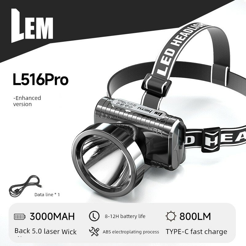 Налобный фонарь LEM, новая модель, мощный свет, ультраяркий, перезаряжаемый, долговечный, шахтерский фонарь,