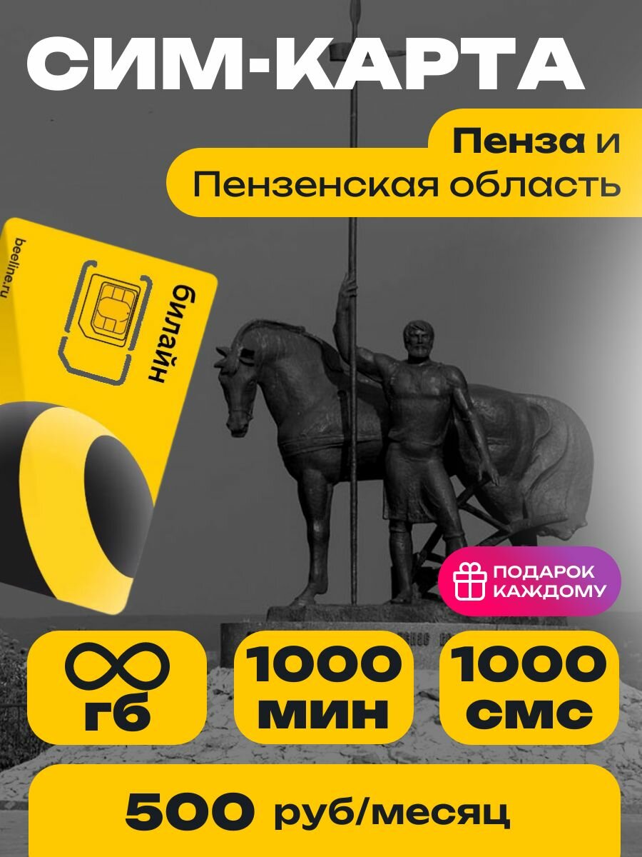 Сим-карта Билайн тариф Эксклюзивный Онлайн Пензенская область Безлимитный интернет и 1000 минут за 500 руб.