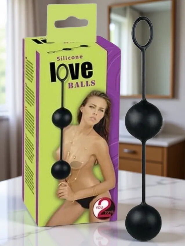 Вагинальные шарики You 2 Toys Silicone Love Balls, силиконовые, черные