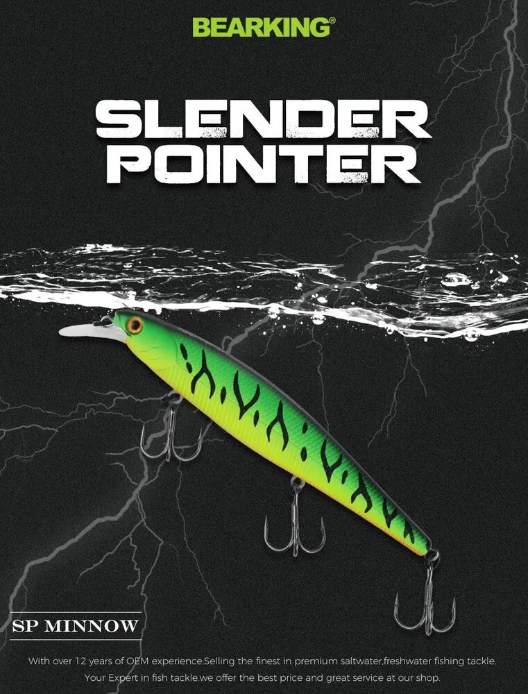 Воблер Bearking Pro Series Slender Pointer 97 мм, 9.8 г, заглубление 1-1.2 м, плавающий, Минноу, Цвет A, 3 шт — фото 1