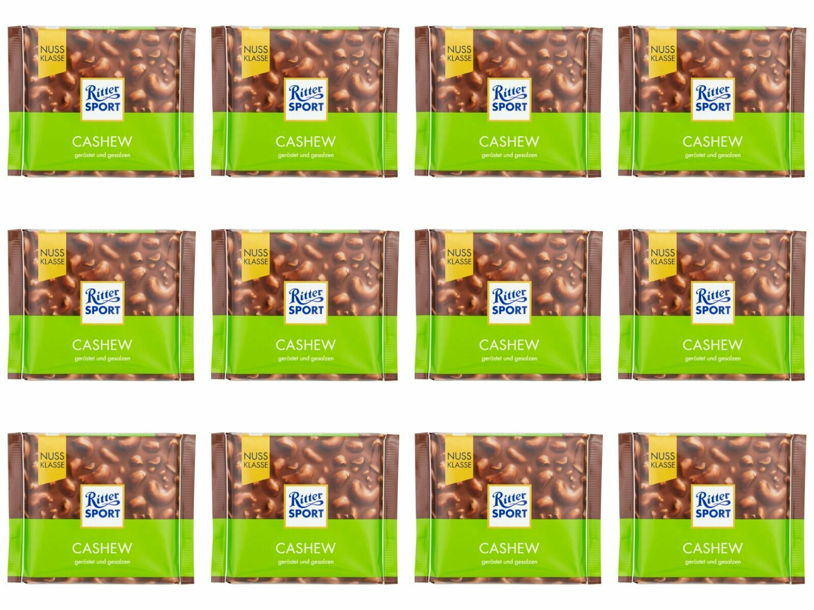 Ritter Sport Шоколад Молочный с соленым Кешью, 100 г, 12 шт в коробке